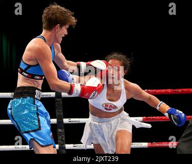 Boxers Baby Nansen and Deanha Hobbs in action during the All Or Nothing ...
