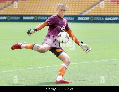 Brisbane Youth keeper Macklin Freke in action during a Brisbane Roar ...