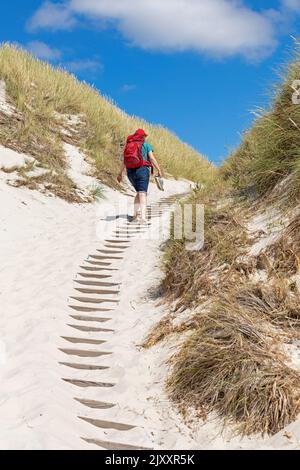 Beach entrance, Amrum Island, North Friesland, Schleswig-Holstein ...