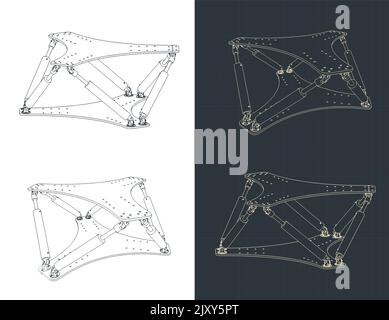Stylized vector illustrations of isometric blueprints of chemical ...