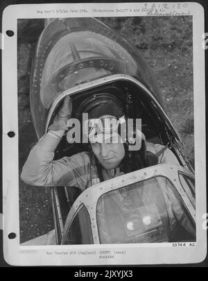 Col. Donald Blakeslee, ace in the ETO, beside his P-51 of the 8th AF ...