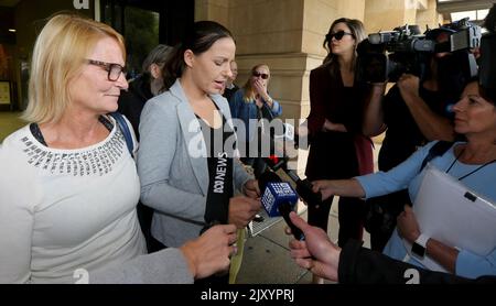 Victim Rex Courts' sister Sarah Danielson reads a statement outside the ...