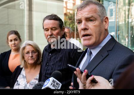 Lead test case plaintiffs Sandra and Garry Elwood speak to media ...
