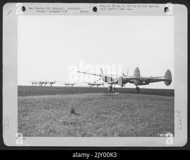 Lockheed P-38S Of The 38Th Fighter Squadron, Based At Nuthampstead ...