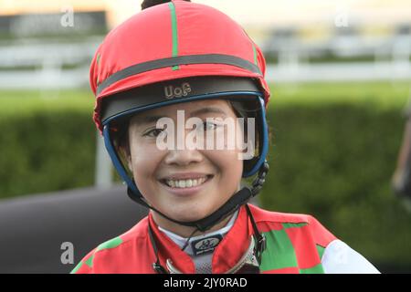 Jockey Deanne Panya is seen in the mounting yard after riding Upper ...