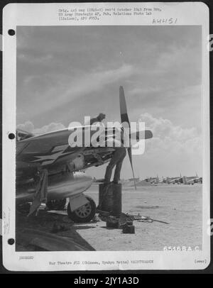 Mechanics Of The 41St Fighter Group Checking North American P-51 ...