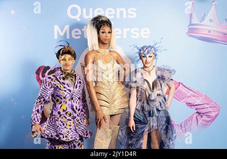EDITORIAL USE ONLY (left to right) Drag queens Blu Hydrangea, Tia Kofi ...