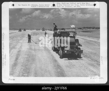 Construction Of A Kadena Airstrip On Okinawa, Ryukyu Retto, By Men Of ...