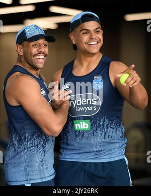 NSW Blues players take part in a team walk ahead of Game 2 of the 2019 ...