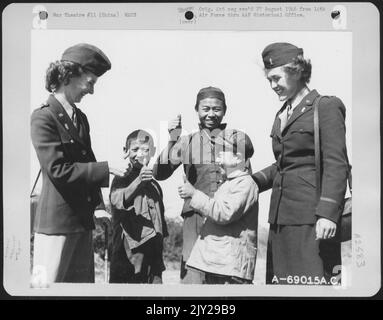 Two Wac Officers, Who Were Among The First To Arrive In China, Chatting ...