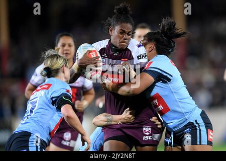Simaima Taufa of NSW is tackled during the Womens State of Origin match ...