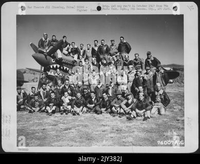 Officers Of The 74Th Fighter Squadron, 23Rd Fighter Group, Pose On And ...