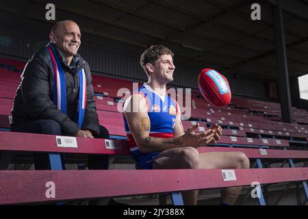 Former Footscray Bulldogs player Tony Liberatore (right) and his son ...