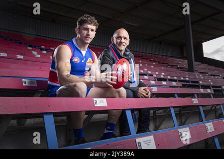 Former Footscray Bulldogs player Tony Liberatore (right) and his son ...