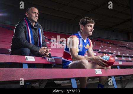 Former Footscray Bulldogs player Tony Liberatore (right) and his son ...