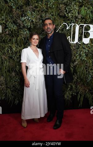 Adam Goodes and wife Natalie Goodes pose on the red carpet at the world ...
