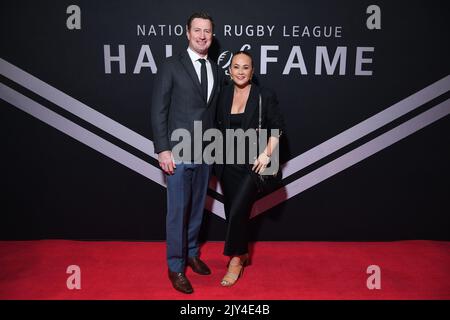Steve Menzies and wife Suyin pose for a photo on the red carpet at the ...