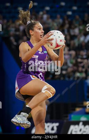 Jemma MiMi of the Firebirds during the Round 13 Super Netball match ...
