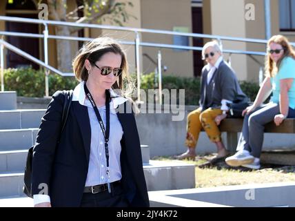 Detective Sergeant Laura Beacroft is seen arriving at the inquest into ...