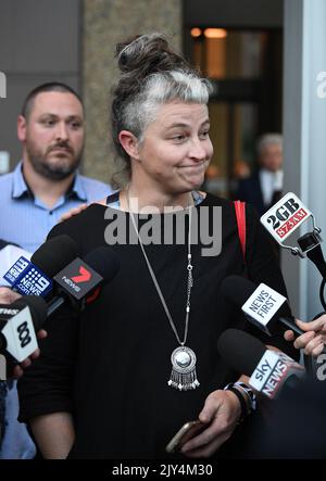 Lisa Giles speaks to media outside the NSW Supreme Court in Sydney ...