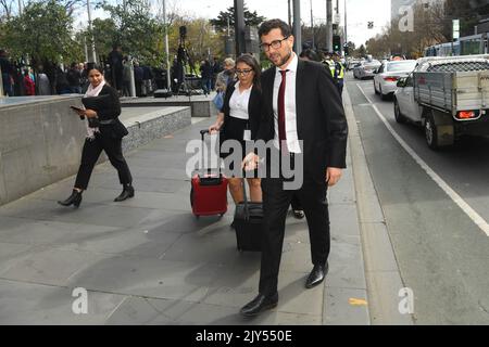Barrister Angel Aleksov departs the Federal Court, Melbourne, Friday ...