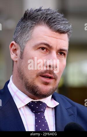 Shaune Irving, Defense solicitor for Sterling Free, leaves the Brisbane ...