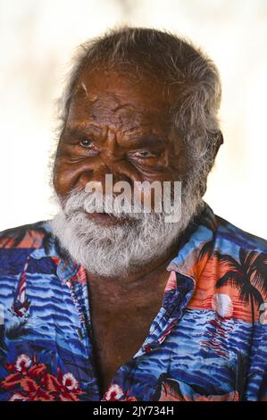 Traditional owner Reggie Uluru speaks to the media at Uluru-Kata Tjuta ...