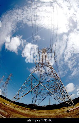 Power lines at the AGL Power Station at Torrens Island in Adelaide ...