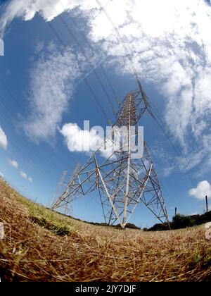 Power lines at the AGL Power Station at Torrens Island in Adelaide ...