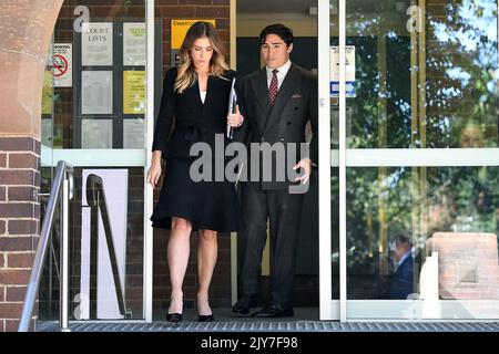 Bryan Wrench (right), lawyer for Sam Burgess, leaves Moss Vale Local ...