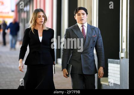 Bryan Wrench (right), lawyer for Sam Burgess, leaves Moss Vale Local ...