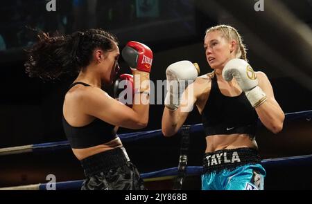 Tayla Harris and Janay Harding compete in the Australian Female Super ...