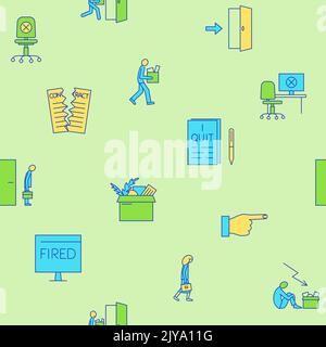 Job quit seamless pattern in line style. Repeatable background with ...