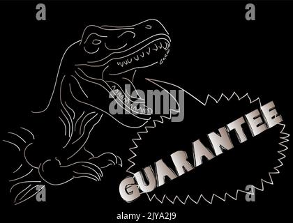 Dinosaur with speech bubble saying Guarantee word. Tyrannosaurus Rex ...