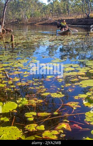 Kayaking on the dam at Cobbold Gorge Village Stock Photo - Alamy