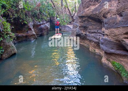 Stand-up paddleboarding in Cobbold Gorge Stock Photo - Alamy