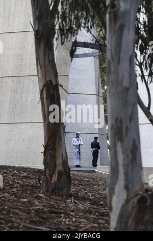 Members of the catafalque party during a commemorative ANZAC service at ...