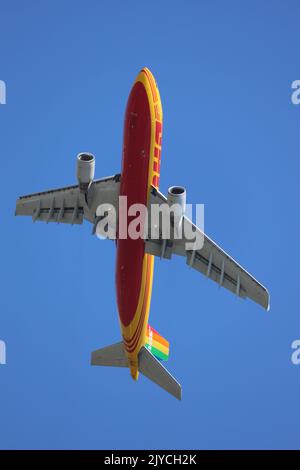 DHL Airbus A300 in rainbow colors on tail departing from Amsterdam ...