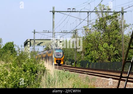 VIRM doubledecks intercity train along the rail bridge at Kethel in ...
