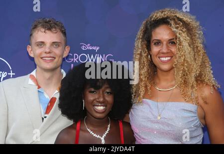 Gavin Arneson, Vanessa Aryee and Carri Twigg arrive at the premiere of ...