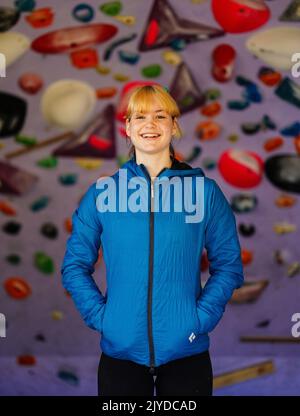 Australian climber Oceana Mackenzie poses as she trains at home in ...