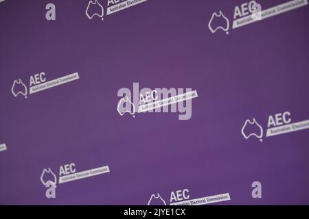 The logo of the Australian Electoral Commission (AEC) is seen during ...