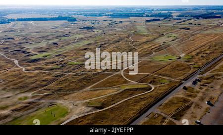 Aerial view of Sandwich Bay and Royal St George's Golf Linx ,looking ...