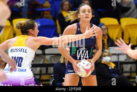 Liz Watson (right) of the Vixens in action during the Round 3 Super ...