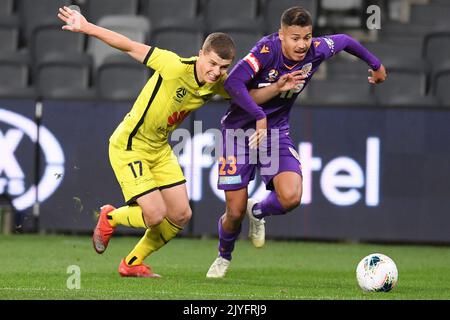 Callan Elliot of the Phoenix and Dane Ingham of the Glory during the A ...