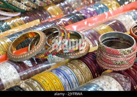 26 September 2022, Pune , India, Colorful Bangles display in Shop for ...