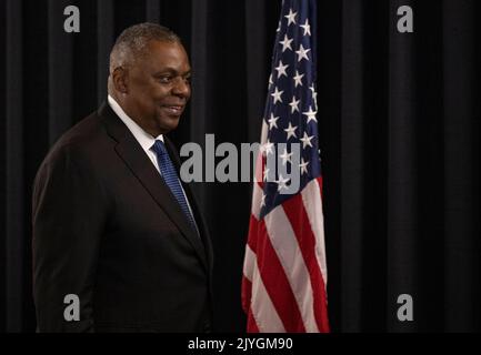 Defense Secretary Lloyd Austin arrives at the Pentagon, Friday, Jan. 22 ...