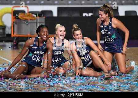 Melbourne Vixens players (L-R) Kadie-Ann Dehaney, Jo Weston, Allie ...