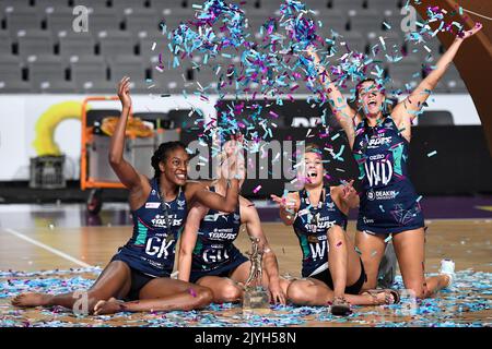 Melbourne Vixens players (L-R) Kadie-Ann Dehaney, Jo Weston, Allie ...