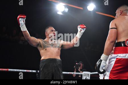 Justis Huni (left) and Faiga 'Django' Opelu pose during the offical ...